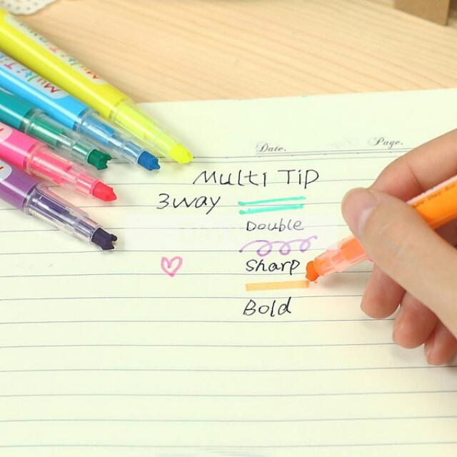 INSTOCKS Korea Multi tip highlighter beetle tip cool pen, Hobbies ...