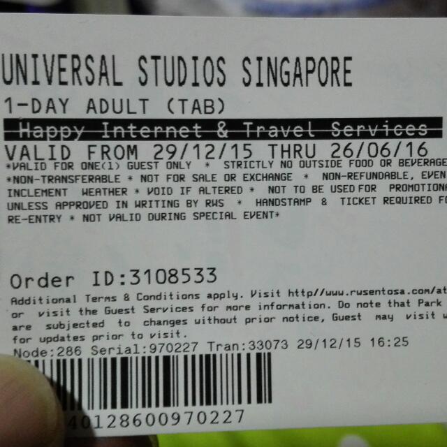 Universal Studio Ticket, Tickets & Vouchers, Event Tickets on Carousell