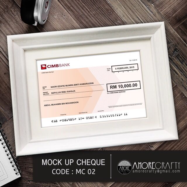 MOCK CHEQUE CIMB DESIGN - MC02, Hobbies & Toys, Stationery & Craft ...