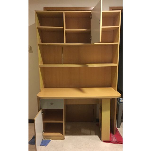 Wooden Study Table (with L-shaped Extension), Furniture & Home Living ...