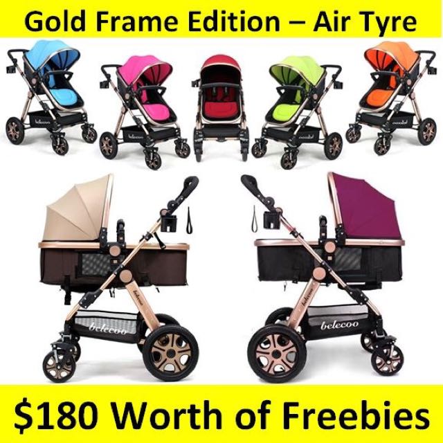 New Belecoo Gold Frame German Design Stroller / Pram, Babies & Kids ...