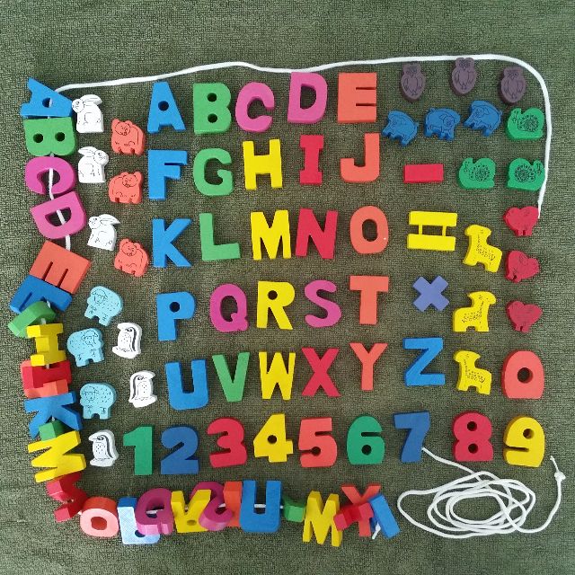 Alphabets/Numbers/Animals Threading Set, Hobbies & Toys, Toys & Games ...