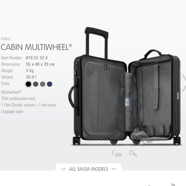 BNWT Rimowa Salsa Cabin Multiwheel Black, Sports Equipment, Exercise ...