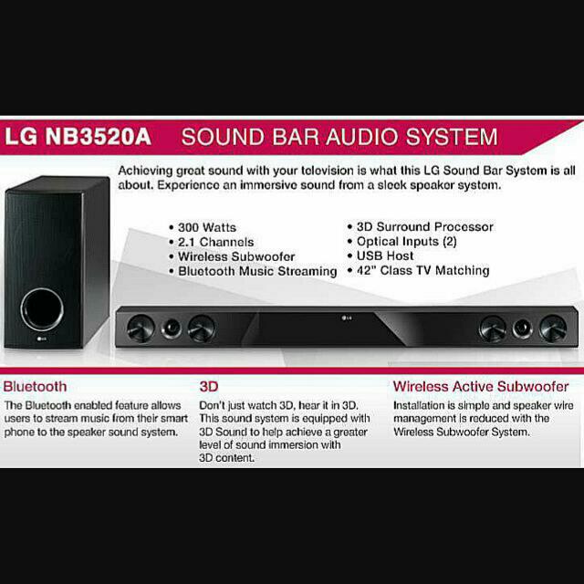 LG NB3520A Bluetooth Soundbar, Computers & Tech, Parts & Accessories ...