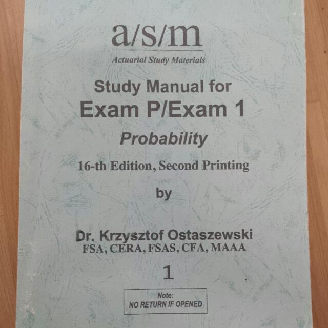 ASM SOA Exam P Probability Actuarial Study Manual, Hobbies & Toys ...