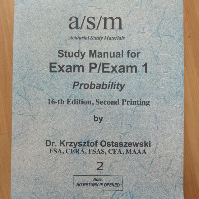 ASM SOA Exam P Probability Actuarial Study Manual, Hobbies & Toys ...