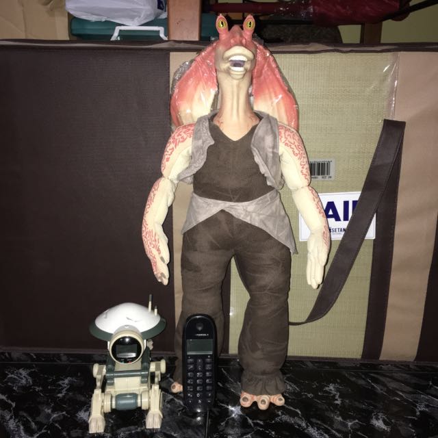 Star Wars 21 Inch Tall Jar Jar Binks Plush Talking Alarm Clock With Pit ...