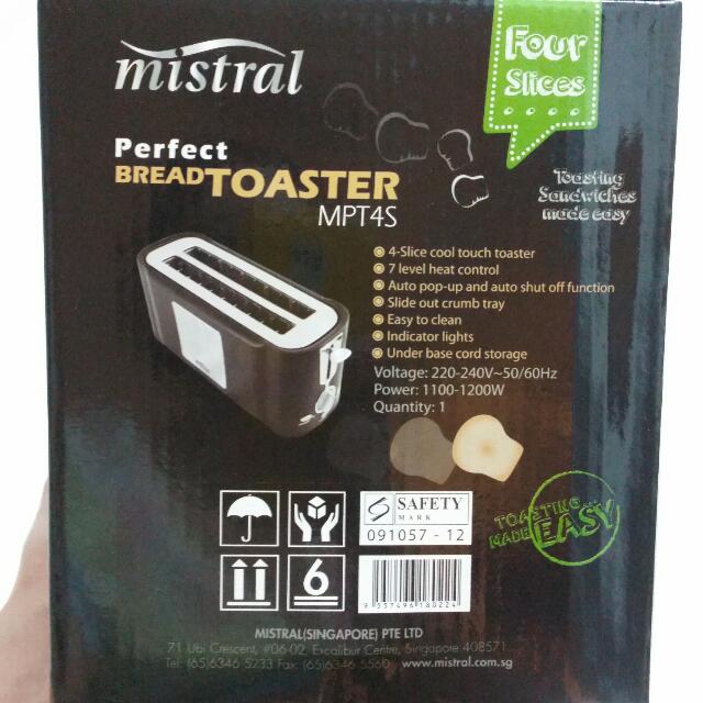 Brand New Mistral 4 Slice Bread Toaster, TV & Home Appliances, Kitchen ...