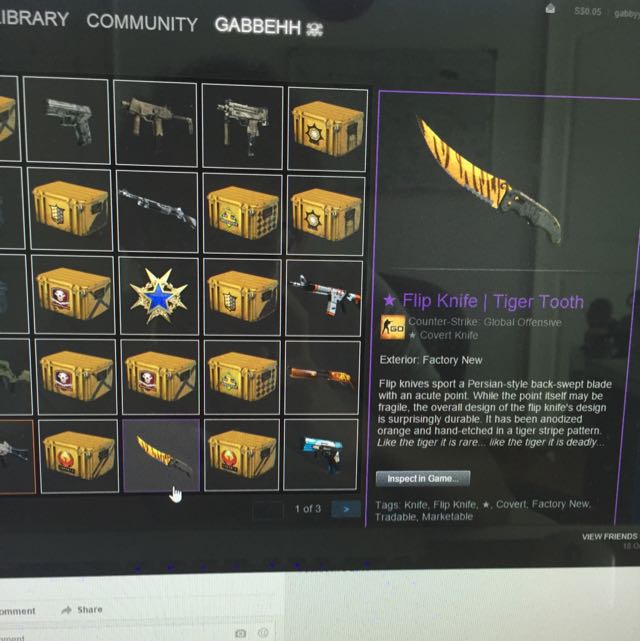 Csgo Tiger Tooth Flip Knife FN, Hobbies & Toys, Toys & Games on Carousell