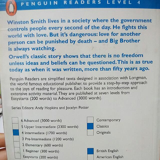 George Orwell 1984 Penguin Readers Level 4, Hobbies & Toys, Books ...