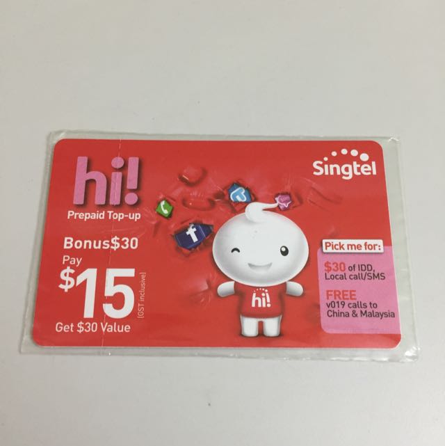 Singtel Bonus$30 Prepaid Top Up Card, Everything Else on Carousell
