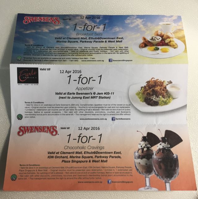 Swensen's Voucher, Tickets & Vouchers, Vouchers on Carousell
