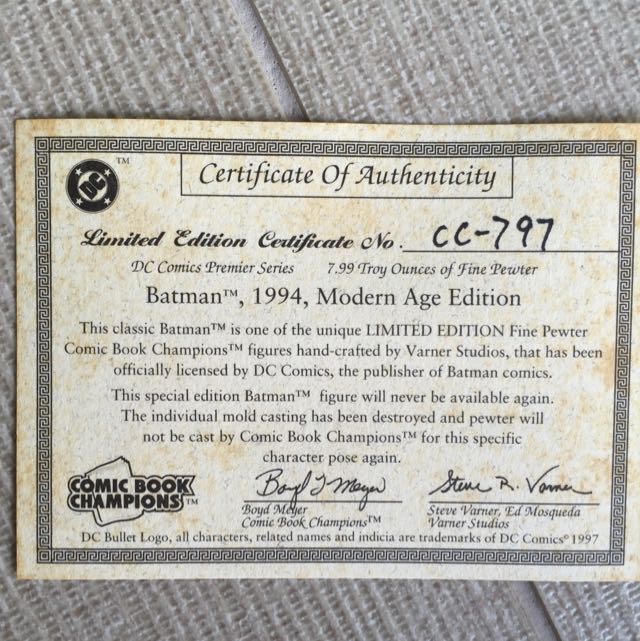 Limited Edition Batman Fine Pewter Figure, Hobbies & Toys, Toys & Games ...