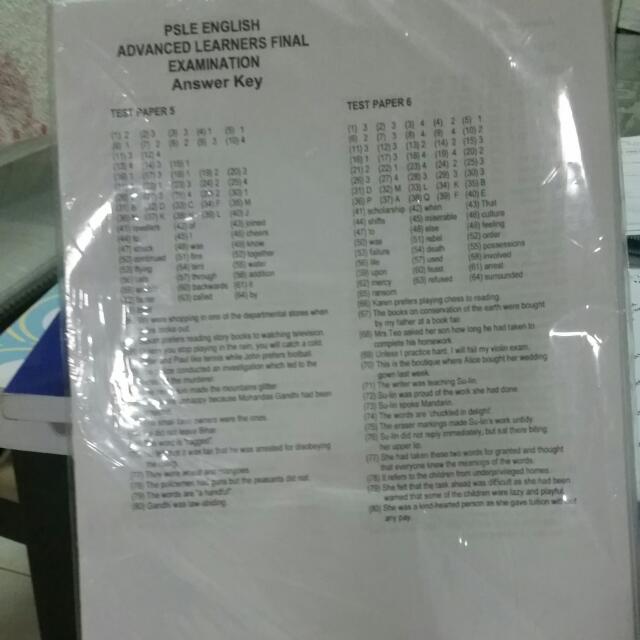 PSLE English Examination Paper 2014, Hobbies & Toys, Books & Magazines ...