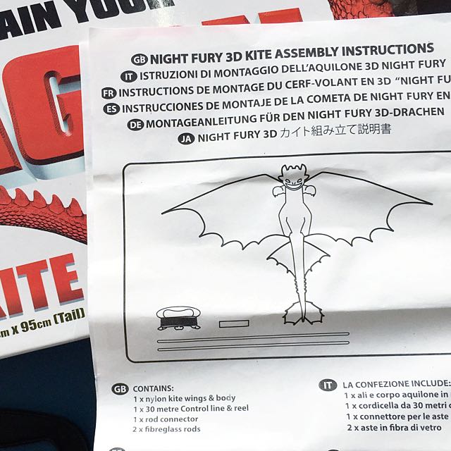 NEW How To Train Your Dragon Toothless 3D Nylon Kite, Hobbies & Toys ...