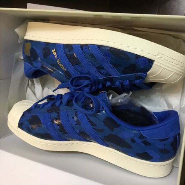Adidas Ape Bathing Ape Bape Superstar Blue, 男裝, 上身及套裝, T-shirt、恤衫、有領衫 ...