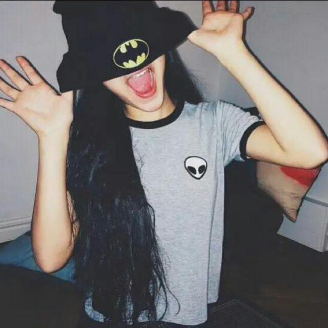 Brandy Melville Inspired Alien Patch Nadine Top, Women's Fashion, Tops ...