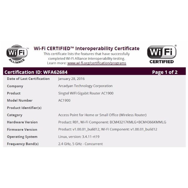 AC1900 Router Singtel Arcadyan Wifi Gigabit Router with 4G LTE ...