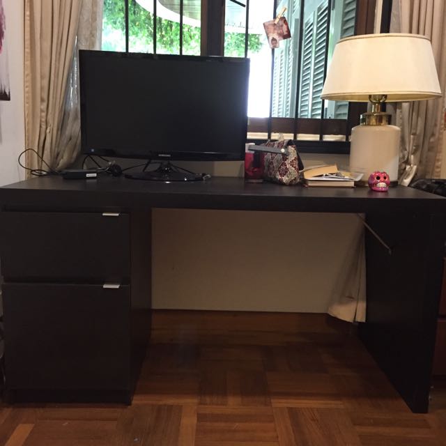 Ikea Black Study Table, Furniture & Home Living, Furniture, Tables ...
