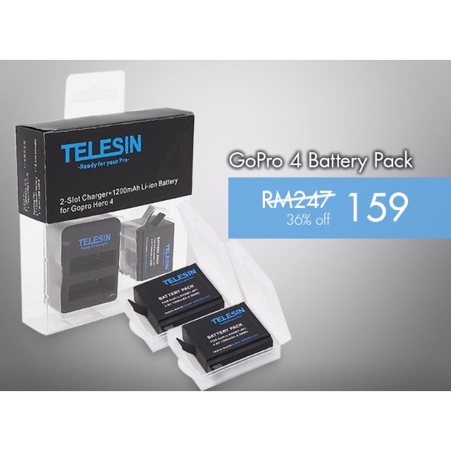 GoPro 4 Battery Pack, batteries with multi-slot charger, FREE USB cable ...