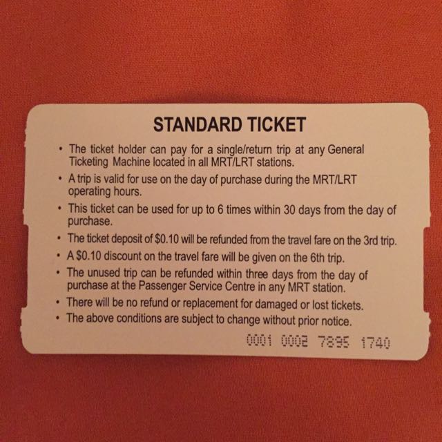 SMRT TransitLink Standard Ticket, Tickets & Vouchers, Event Tickets on ...