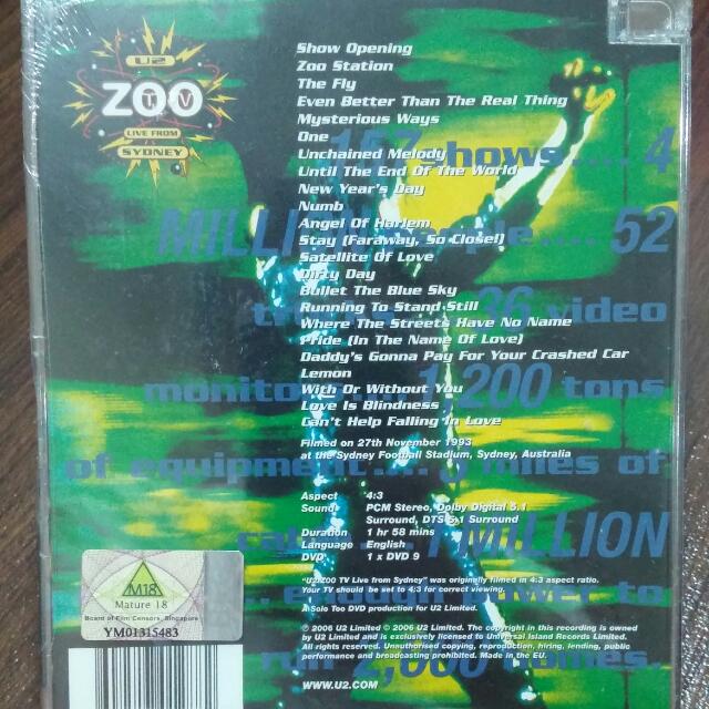 U2 Zoo TV Live From Sydney DVD ( Brand New), TV & Home Appliances, TV ...