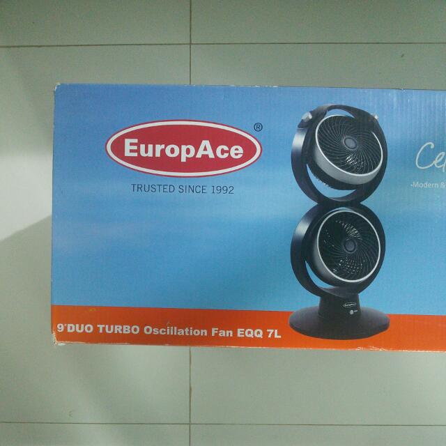 EuropAce 9" DUO TURBO Oscillation Fan EQQ 7L, Furniture & Home Living ...