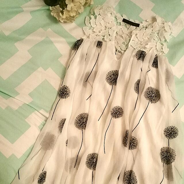 Fuga Eff By Liquid Midi Lace Sheer Dress, Women's Fashion, Tops ...