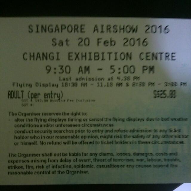 [Reserved]Singapore Airshow Saturday Ticket, Tickets & Vouchers, Event ...