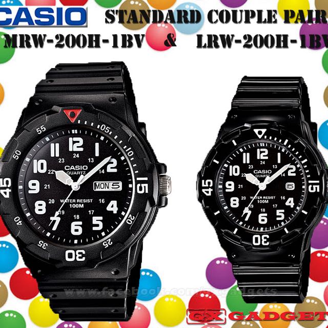 Casio Couple's Pair Quartz Analog Rubber Sports Watch LRW-200H MRW-200H ...