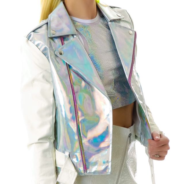 Unif Inspired Holographic Jacket, Women's Fashion, Coats, Jackets and ...