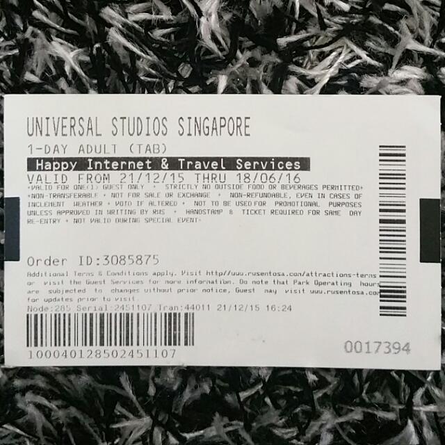*Reserved* Universal Studio Singapore USS Ticket, Tickets & Vouchers ...