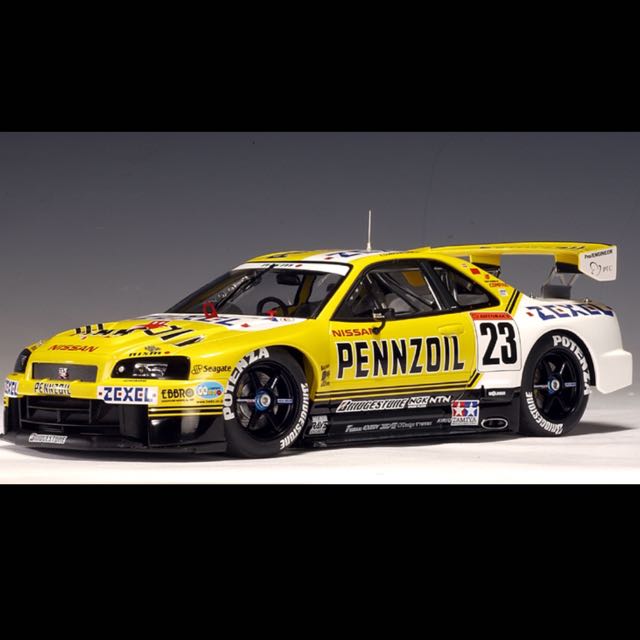 Autoart 1/18 JGTC 2001 Nissan Nismo R34 Skyline Pennzoil #23 - Yellow ...