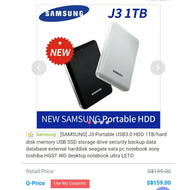 Samsung J3 1TB External Portable Hard Disk, Computers & Tech, Parts & Accessories, Networking on ...