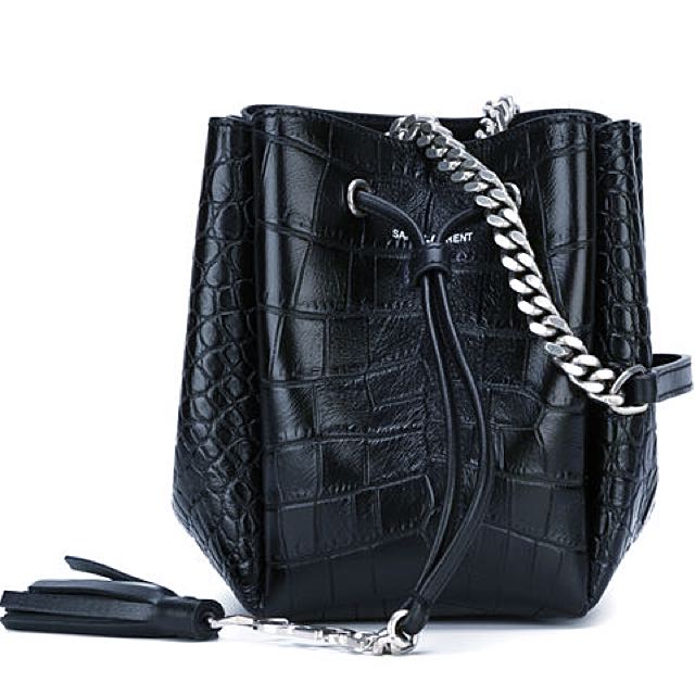 YSL Croc Embossed Bucket Bag, Luxury, Bags & Wallets on Carousell