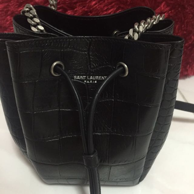 YSL Croc Embossed Bucket Bag, Luxury, Bags & Wallets on Carousell