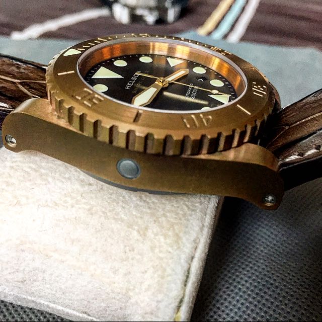 Helson Bronze Shark Diver 45mm 1000m Waterproof On Hornback Leather ...