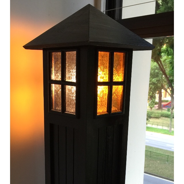 Peranakan Coloured Stained Glass Wooden Lamp, Furniture & Home Living ...