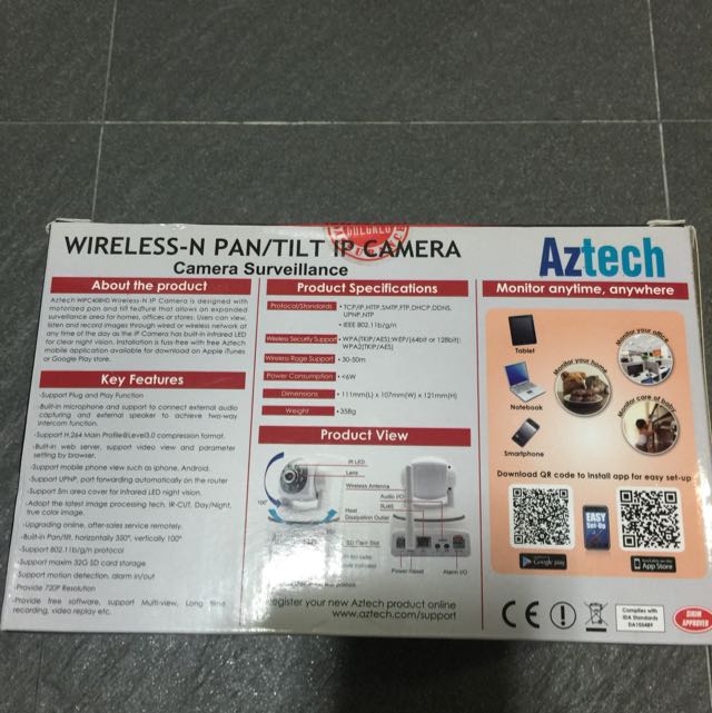 Aztech Wireless - N Pan / Tilt IP Camera, Computers & Tech, Parts ...