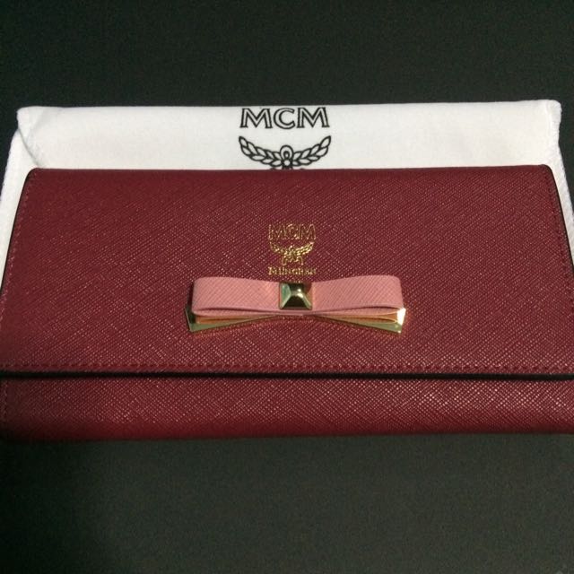 MCM MINA Red Long Trifold Wallet Purse (Made in Korea) Brand New ...