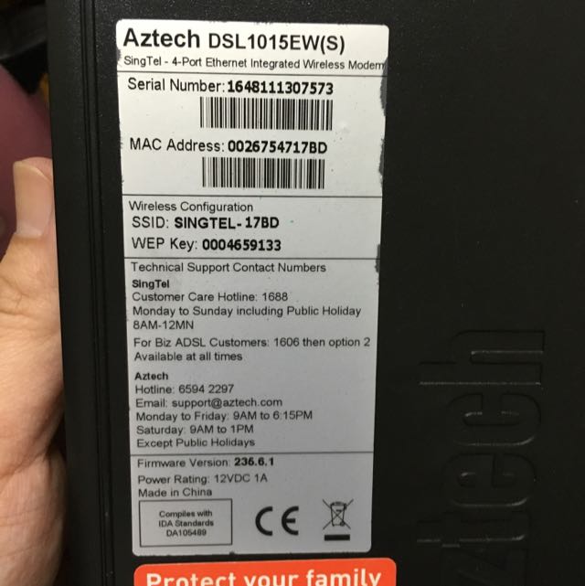 Singtel ADSL modem router (model: Aztech DSL1015EW), Computers & Tech ...