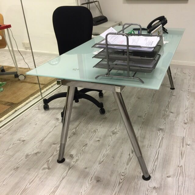 Tempered Glass Top Computer Desk / Table, Furniture & Home Living ...
