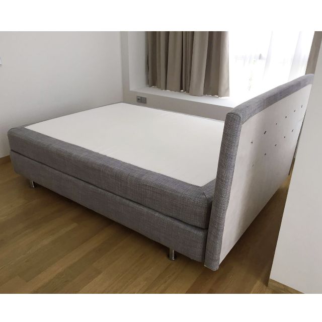 IKEA grey Engerdal Queen Bed with Headboard & HAFSLO Mattress ...