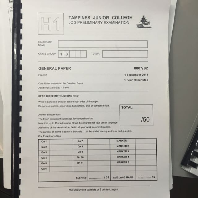 A Level GP Prelim Papers Compilation, Hobbies & Toys, Books & Magazines ...