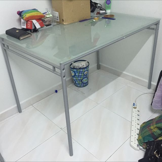 Glass Study Table, Furniture & Home Living, Furniture, Tables & Sets on ...