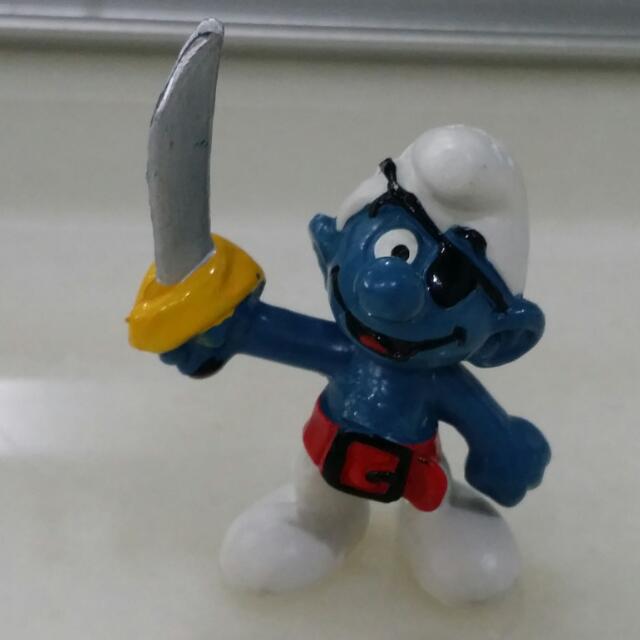 Vintage Pirate Smurf w/Eye Patch & Sword PVC Figurine By Peyo Schleich ...