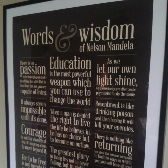 Words & Wisdom Of Nelson Mandela Poster In Frame, Furniture & Home ...