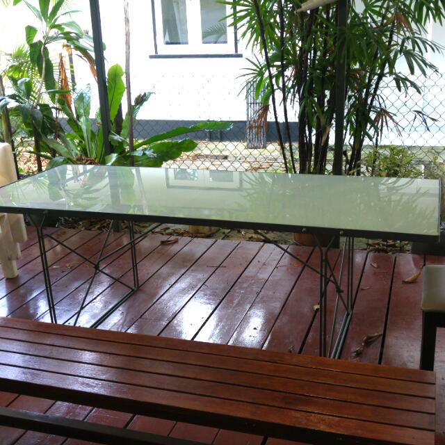 2m long glass table, Furniture & Home Living, Furniture, Tables & Sets ...