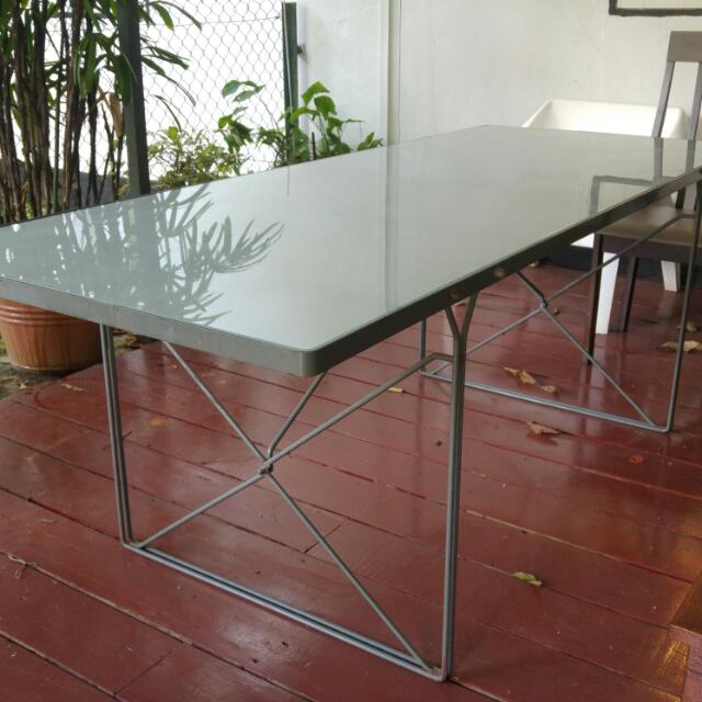 2m long glass table, Furniture & Home Living, Furniture, Tables & Sets ...