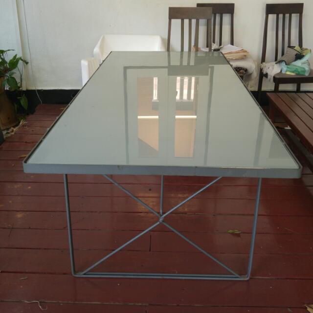 2m long glass table, Furniture & Home Living, Furniture, Tables & Sets ...